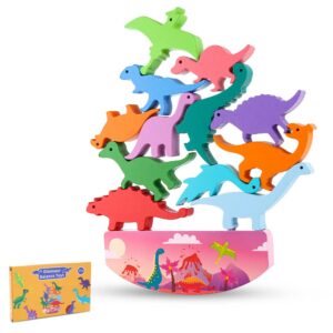 diyimi 12pcs wooden stacking dinosaur toys for kids 3-5 boys toddler toys for 2 year old stacking toys gifts for 3 4 5 6year old boys montessori toys for 2 year old toys for boys gifts