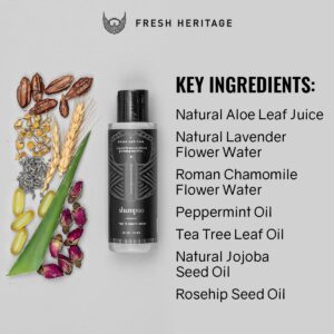 Fresh Heritage Peppermint & Tea Tree Beard Wash for Men - Moisturizing and Nourishing, Premium All Natural (4oz)