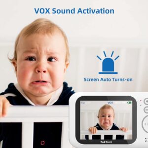 TakTark Baby Monitors, BM802 3.2" Video Baby Monitor with Camera and Audio, No WiFi, Night Vision, 2 Way Audio, Remote Pan & Tilt, VOX Sound Detection, Ideal for New Parents