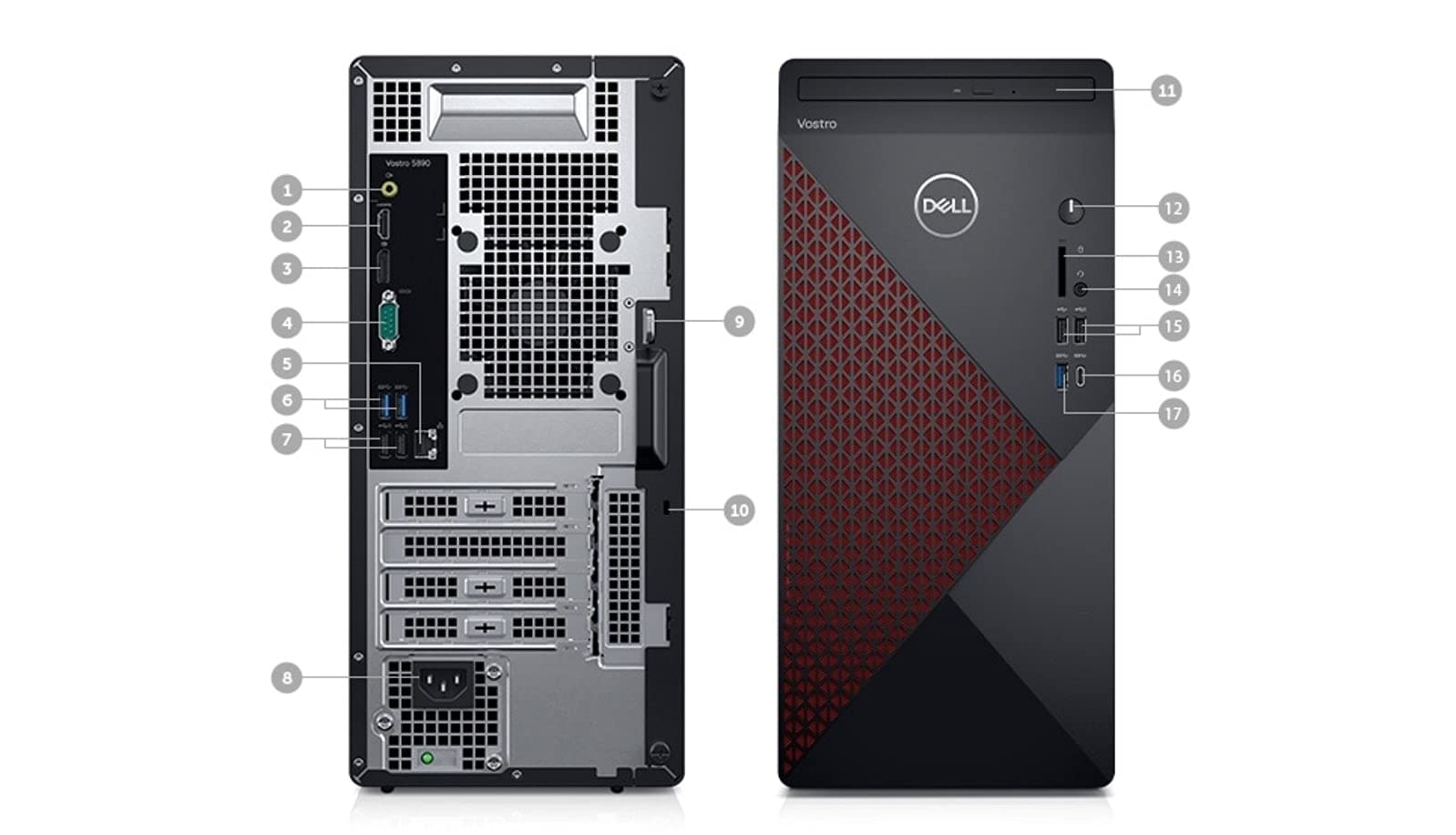 Dell Vostro 5890 Desktop | Core i7-10700F - 1TB HDD + 256GB SSD Hard Drive - 16GB RAM - Nvidia GeForce GT 730 | 8 cores @ 4.8 GHz - 2GB DDR3 Win 11 Pro Black (Renewed)