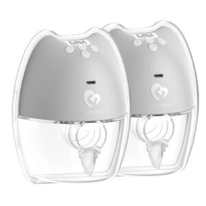 Bellababy Double Wearable Breast Pump (2 Pieces - Gray) Hands Free, Low Noise and Painless, 4 Modes & 9 Suction Levels