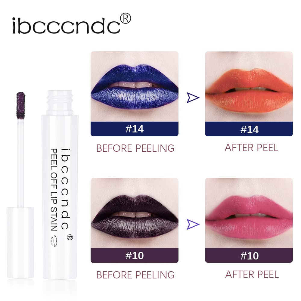 ibcccndc Peel Off Lip Stain Kit Long Lasting Smudge Proof, Waterproof,Tattoo Lipstick 2 Colors Lip Stain for Hyper-Brilliant Color Lips (Charming 10&14)