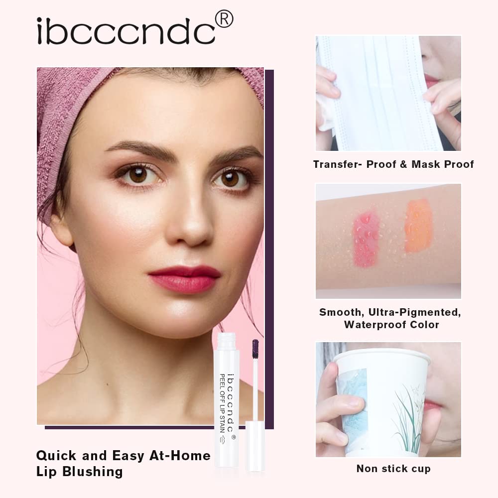 ibcccndc Peel Off Lip Stain Kit Long Lasting Smudge Proof, Waterproof,Tattoo Lipstick 2 Colors Lip Stain for Hyper-Brilliant Color Lips (Charming 10&14)