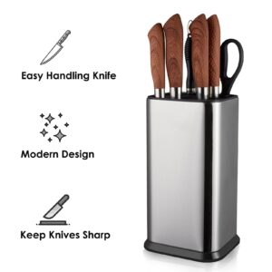 Universal Knife Block Without Knives,Modern Knife Holder for Kitchen Counter,Stainless Steel Knife Organizer with Scissors Slot & Sharpening Rod,Space Saver Blocks & Storage - by RedCall (Red)