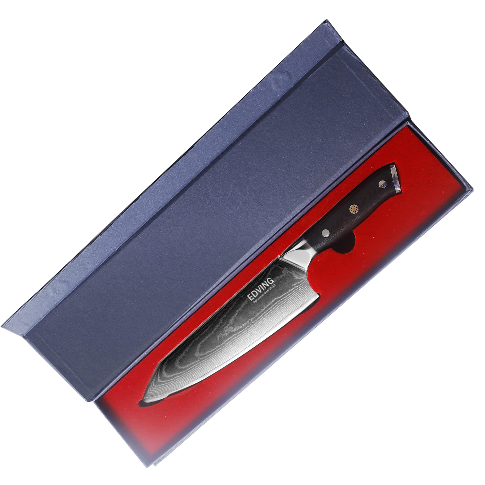 EDVING Damascus Chef Knife 8 Inch with Premium G10 Handle&Triple Rivet,Razor Sharp Kitchen Knife Japanese VG-10 Stainless Steel,Gift Box,Ergonomic,Superb Edge Retention, Corrosion Resistant