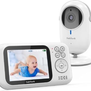 TakTark Baby Monitors, BM802 3.2" Video Baby Monitor with Camera and Audio, No WiFi, Night Vision, 2 Way Audio, Remote Pan & Tilt, VOX Sound Detection, Ideal for New Parents