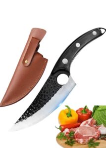 forged professional knife,japanese chef knife hand forged knife kitchen boning knife outdoor cooking butcher butcher meat cleaver hunting knife kitchen or camping - black forged