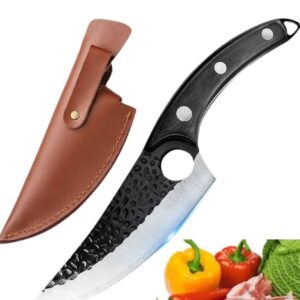 Forged Professional Knife,Japanese Chef Knife Hand Forged Knife Kitchen Boning Knife Outdoor Cooking Butcher Butcher Meat Cleaver Hunting Knife Kitchen Or Camping - Black Forged