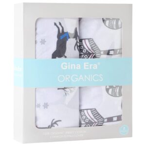 gina era changing pad cover, 100% jersey knit organic cotton changing pad covers, super soft and comfortable, 2 pack, diaper changing pad cover for baby girl and boy (black)