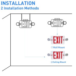 Exit Sign with Emergency Lights, Red Double-Face Exit Light with 90-Min Backup Battery, Universal Mount, Fire-Resistant ABS Housing, UL Listed, 120-277V (UL 94V-0 Rated)