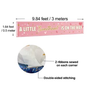 Miatoi Little Sweetheart Baby Shower Banner, Valentine’s Day Baby Shower Sign, Pink Sweet Love It’s a Girl Party Supplies Decorations 118 inch x 19.6 inch , 9.84 x 1.64 feet (Pack of 1)