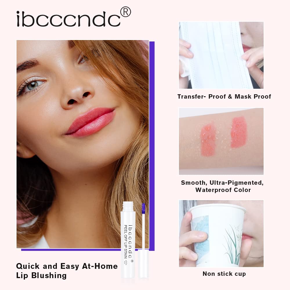 ibcccndc Peel Off Red Lip Stain 2 Colors Set -Long Lasting,Smudge Proof, Waterproof, Natural Base Liquid Lipstick Kit Nonstick Cup Tear-off Lip Gloss (Beautiful 8&12)