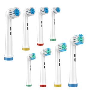 toothbrush replacement brush heads 8 pk for oral b braun electric toothbrush with 4 pcs standard precision brush heads & 4 pcs soft toothbrush heads