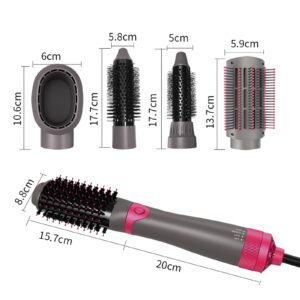 Upgraded Hair Dryer Brush Hair Style Dryer, Anion Electric Curling Iron,3 Gear Adjustable Temperature, 5 Styling Head,Pink,Lyrzzey