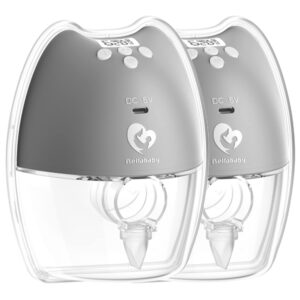 bellababy double wearable breast pump (2 pieces - gray) hands free, low noise and painless, 4 modes & 9 suction levels