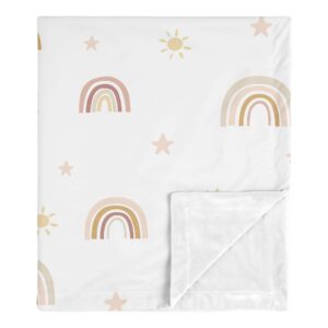 sweet jojo designs boho rainbow girl blanket receiving security swaddle newborn toddler nursery minky blush pink dusty rose gold yellow mauve taupe beige bohemian celestial