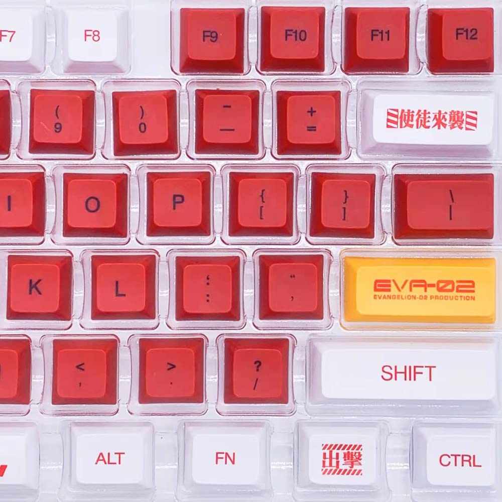 PBT Keycaps 120 Keys EVA-02 XDA Profile Dye Sublimation Keycaps Suitable for 61/64/87/104/108 Gateron Kailh Cherry Mx Mechanical Keyboard