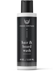 fresh heritage peppermint & tea tree beard wash for men - moisturizing and nourishing, premium all natural (4oz)