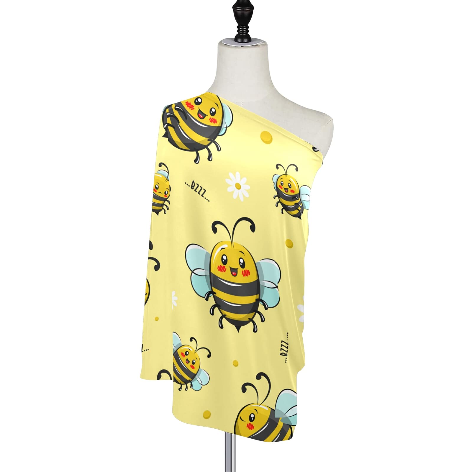 Cute Honey Bee Cartoon Nursing Cover Breastfeeding Cover, Soft Breathable Car Seat Covers, Stretchy Carseat Canopy Perfect for Boys Girls Infant, Suitable for Shopping Cart/High Chair/Stroller Covers