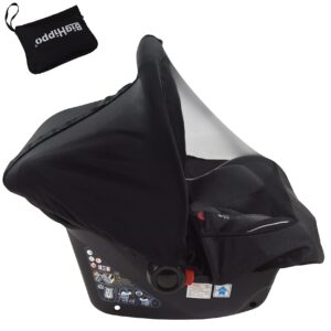 carseat cover for boys girls, baby carseat canopy with zipper, infant stroller cover,black