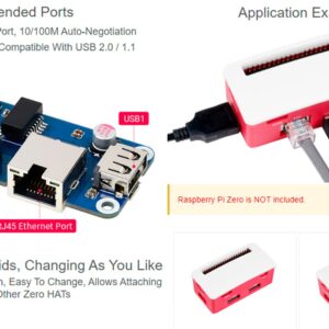 Ethernet/USB HUB HAT Board with ABS Case for Raspberry Pi Zero 2 W/Zero 2WH/Pi Zero/Zero W/Zero WH,with 3X USB Ports, Compatible with USB 2.0/1.1 and 1x RJ45 Ethernet Port 10/100M Auto-Negotiation