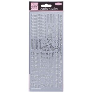 shiny silver foil happy birthday labels and stickers for craft cards and decoration