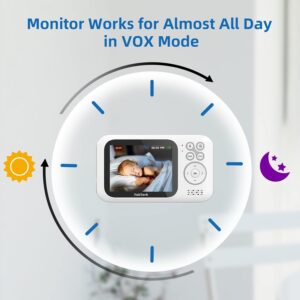 TakTark Baby Monitors, BM802 3.2" Video Baby Monitor with Camera and Audio, No WiFi, Night Vision, 2 Way Audio, Remote Pan & Tilt, VOX Sound Detection, Ideal for New Parents