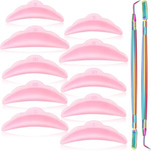 52 pieces eyelash lift tools, 50 pieces silicone eyelash pads with 2 pieces stainless steel eyelash perm tool separator lift tools with comb, eyelash curlers for extension (pink, colorful)