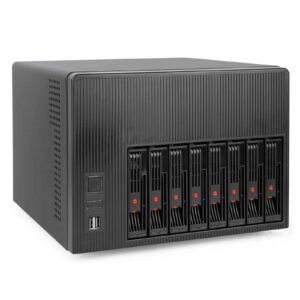 audheid k7 8 bay nas case, computer enclosures compatible micro-atx mini-itx motherboard, 3 x fans, 8 x 2.5/3.5" tray, network attached storage server for home(diskless)