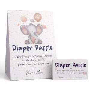 maxxma diaper raffle tickets with sign shower games kit, party decorations (1 sign + 50 raffle cards), bring a pack of diaper, blue,pink (20220115)