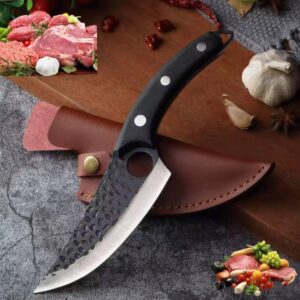 Forged Professional Knife,Japanese Chef Knife Hand Forged Knife Kitchen Boning Knife Outdoor Cooking Butcher Butcher Meat Cleaver Hunting Knife Kitchen Or Camping - Black Forged