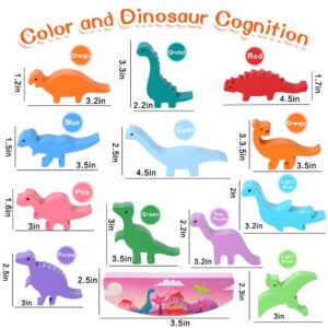 DiYiMi 12PCS Wooden Stacking Dinosaur Toys for Kids 3-5 Boys Toddler Toys for 2 Year Old Stacking Toys Gifts for 3 4 5 6Year Old Boys Montessori Toys for 2 Year Old Toys for Boys Gifts