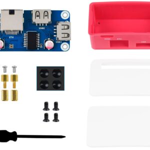 Ethernet/USB HUB HAT Board with ABS Case for Raspberry Pi Zero 2 W/Zero 2WH/Pi Zero/Zero W/Zero WH,with 3X USB Ports, Compatible with USB 2.0/1.1 and 1x RJ45 Ethernet Port 10/100M Auto-Negotiation