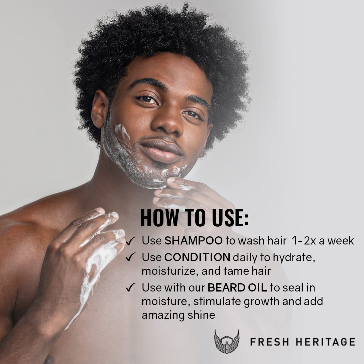 Fresh Heritage Peppermint & Tea Tree Beard Wash for Men - Moisturizing and Nourishing, Premium All Natural (4oz)