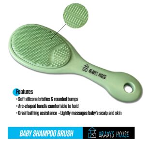 BRADYS HOUSE - 3 Piece Baby Hair Brush & Comb Set for Newborns- Soft Goat Bristle Hair-Brush, Silicone Bath Brush and Plastic Comb for Infant, Toddler, Kids - Baby