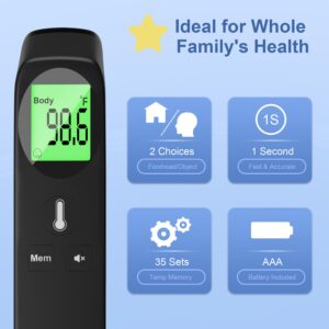 No-Touch Forehead Thermometer, Digital Infrared Thermometer for Adults and Kids, Touchless Baby Thermometer 2 in 1 Dual-Mode Thermometer with Fast Accurate Results