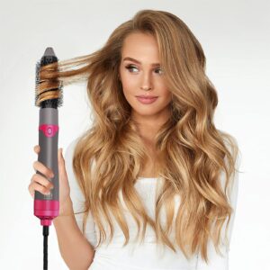 Upgraded Hair Dryer Brush Hair Style Dryer, Anion Electric Curling Iron,3 Gear Adjustable Temperature, 5 Styling Head,Pink,Lyrzzey