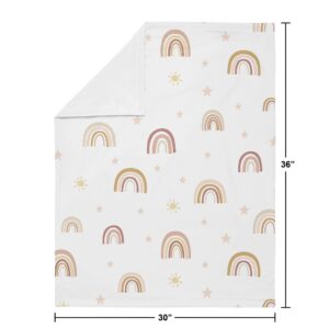 Sweet Jojo Designs Boho Rainbow Girl Blanket Receiving Security Swaddle Newborn Toddler Nursery Minky Blush Pink Dusty Rose Gold Yellow Mauve Taupe Beige Bohemian Celestial