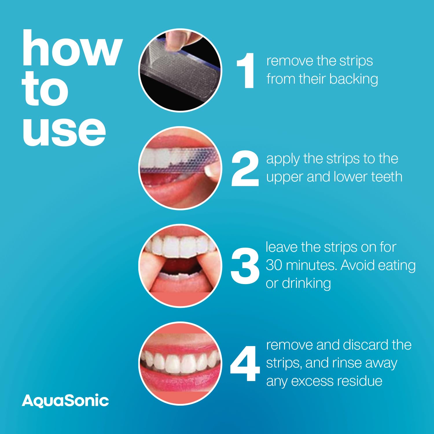 AquaSonic Professional Teeth Whitening Strips - Enamel Safe Teeth Whitening with Hydrogen Peroxide - Easy to Use, Non-Slip, Affordable & Effective (Unflavored)