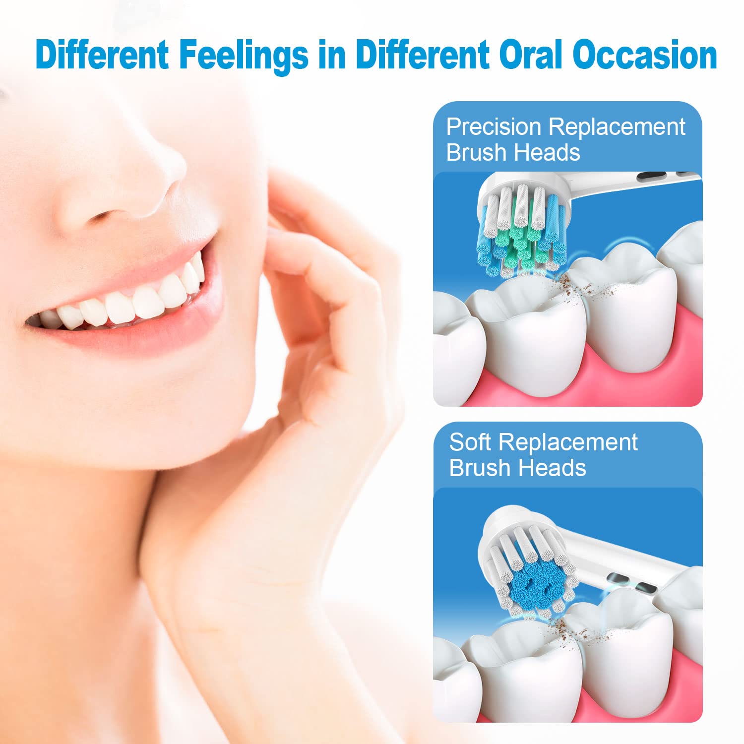 Toothbrush Replacement Brush Heads 8 Pk for Oral B Braun Electric Toothbrush with 4 Pcs Standard Precision Brush Heads & 4 Pcs Soft Toothbrush Heads