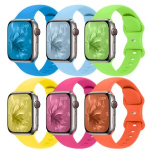 (6 pack) sport band compatible with apple watch bands 38mm 40mm 41mm 42mm 44mm 45mm 49mm, soft silicone replacement iwatch strap bands compatible for apple watch ultra se series 8 7 6 5 4 3 2 1 men