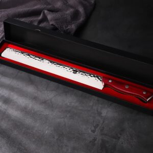 VG10 Slicing Knife, 12 inch Japanese Carving Knife Ultra Sharp Forged High Carbon Stainless Steel Long Brisket Knife For Meat Cutting BBQ Full Tang Kitchen Knives Ergonomic Handle Gift Box