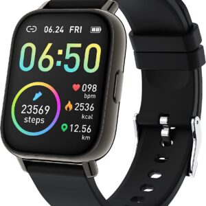 Smart Watch for Men Women 5ATM Waterproof Fitness Tracker Smartwatch with Heart Rate Blood Pressure SpO2 Sleep Mointor Sport Activity Watch for Android iOS Phones with Step Calories Counter Pedometer