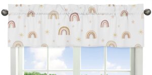 sweet jojo designs boho rainbow window treatment valance - blush pink dusty rose gold yellow mauve taupe beige tan bohemian stars sun celestial vintage sky