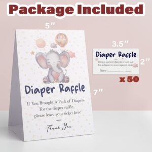 Maxxma Diaper Raffle Tickets with Sign Shower Games Kit, Party Decorations (1 Sign + 50 Raffle Cards), Bring a Pack of Diaper, Blue,pink (20220115)