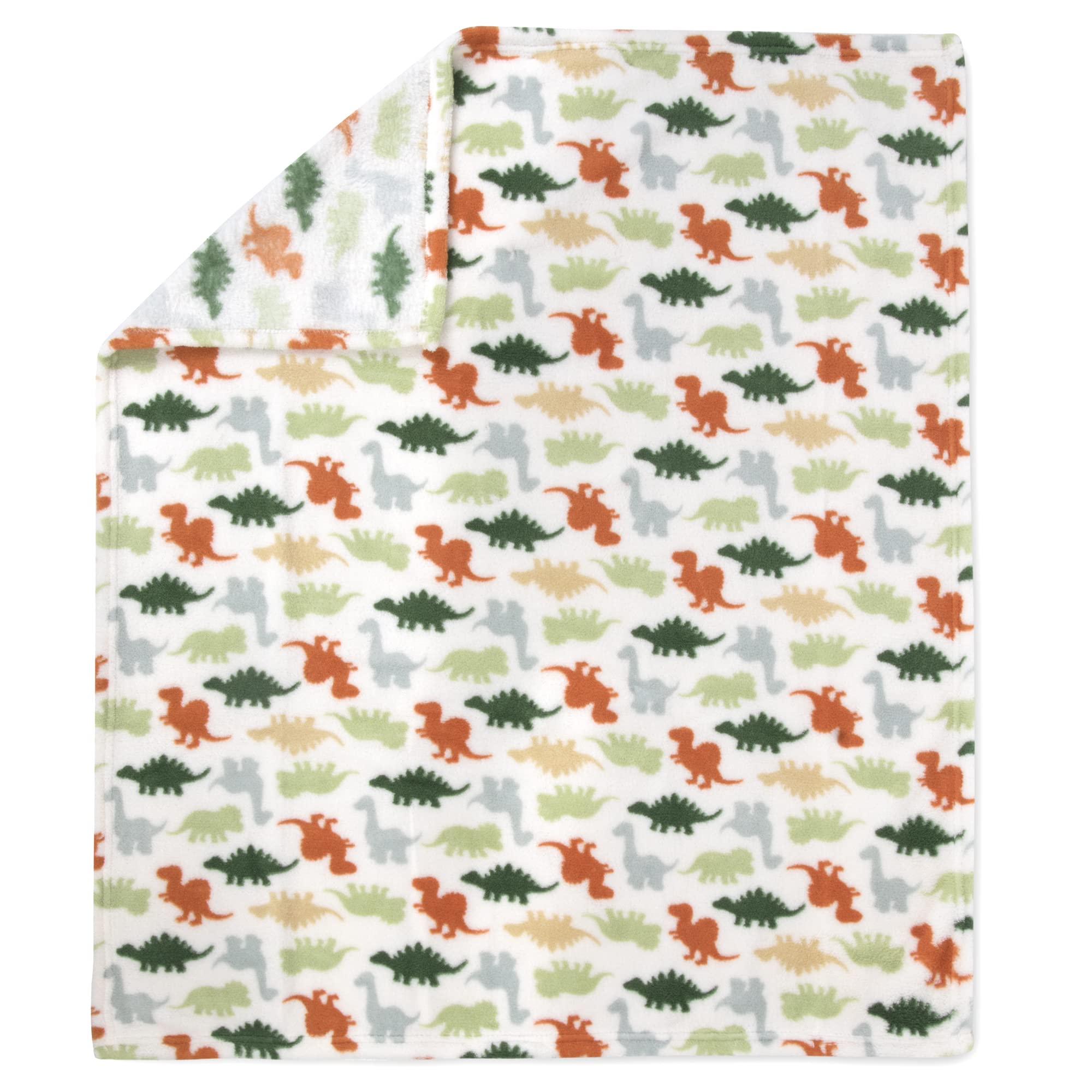 Baby Nursery Essentials Plush Fleece Throw and Receiving Baby Blankets 30x40 Baby Blankets for Boys or Girls (Dancing Dinos & Cool Camo)