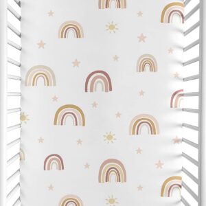 Sweet Jojo Designs Boho Rainbow Girl Fitted Mini Crib Sheet Baby Nursery for Portable Crib Pack Play - Blush Pink Dusty Rose Gold Yellow Mauve Taupe Beige Tan Bohemian Stars Sun Celestial Vintage Sky