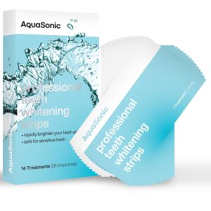 aquasonic professional teeth whitening strips - enamel safe teeth whitening with hydrogen peroxide - easy to use, non-slip, affordable & effective (unflavored)