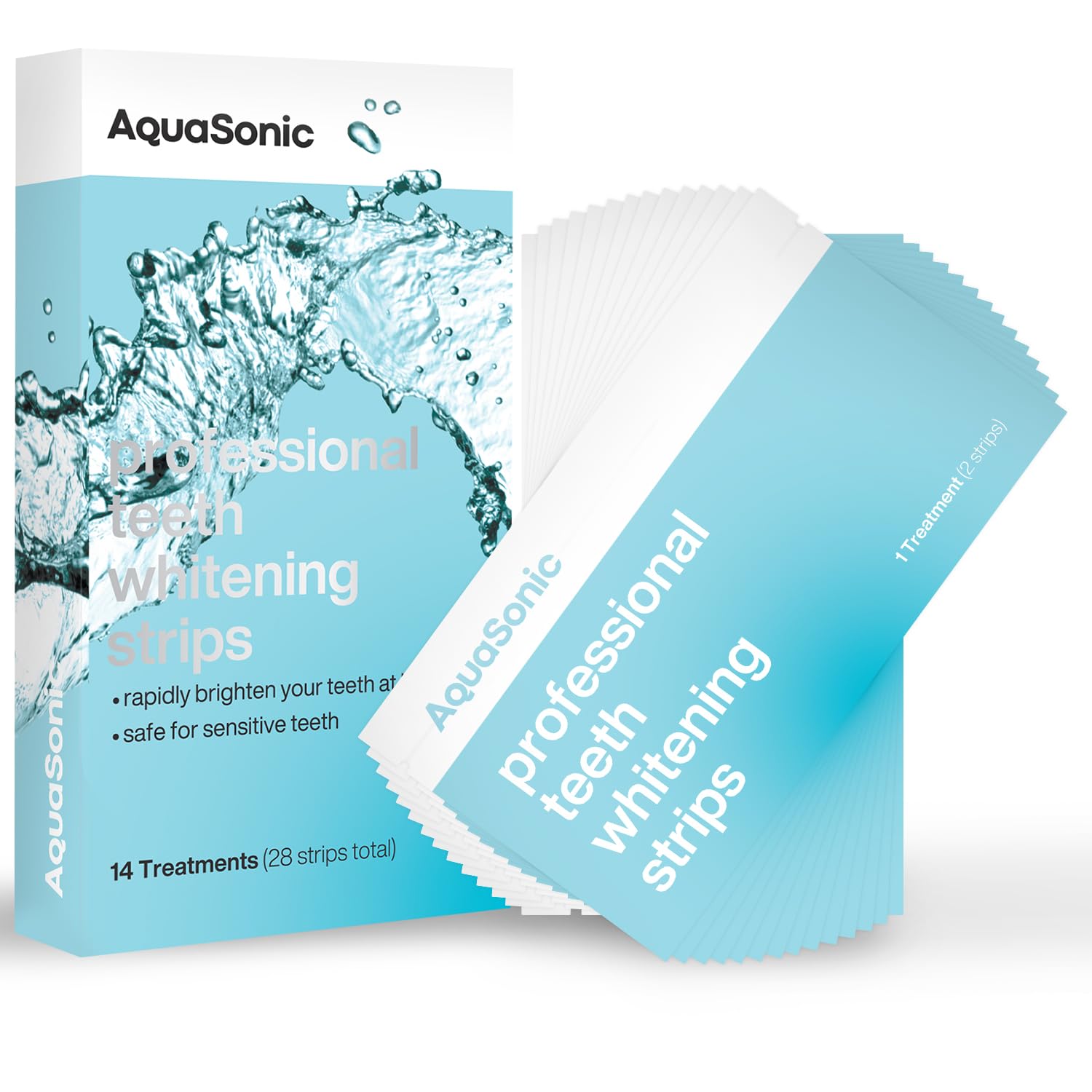 AquaSonic Professional Teeth Whitening Strips - Enamel Safe Teeth Whitening with Hydrogen Peroxide - Easy to Use, Non-Slip, Affordable & Effective (Unflavored)