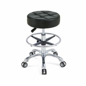 Kastele Height Adjustable Rolling Desk Stool Swivel Chair with Casters Heavy Duty for Salon, Spa, Massage,Tattoo,Esthetician,Shop,Kitchen (No Backrest with Casters, Black)